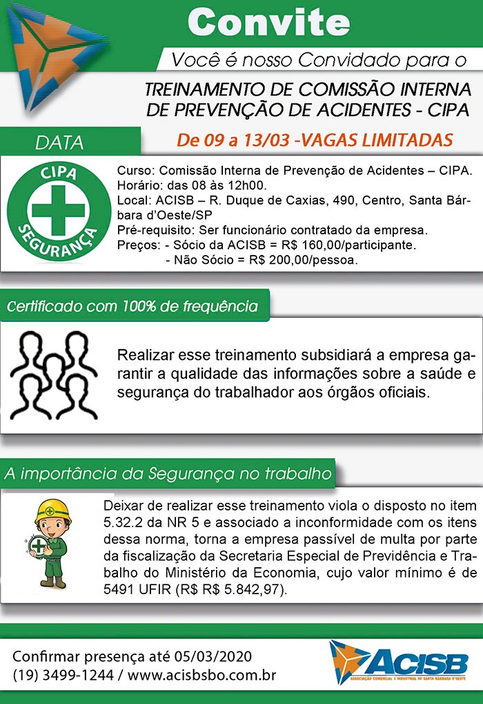 CIPA-COMISSÃO INTERNA PREVENÇÃO ACIDENTES - ACISB - Associação ...